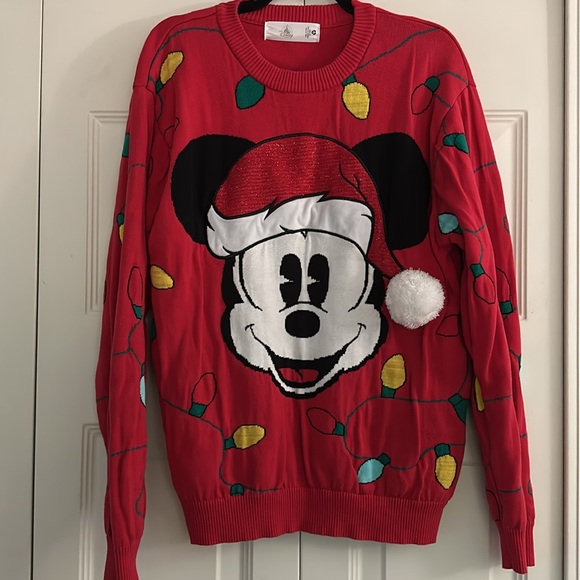 Disney | Sweaters | Disney Parks Red Mickey Mouse Ugly Christmas ...